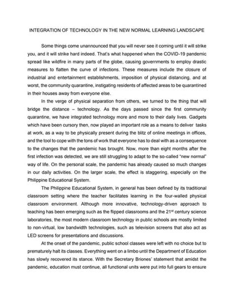 Technology In The New Normal Learning Landscape Pdf