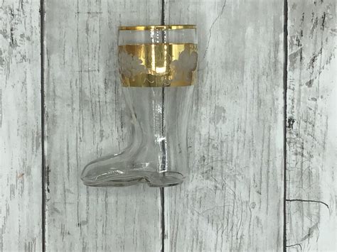 Vintage Glass Boot With Gold Trim Western Germany Glass Boot Etsy