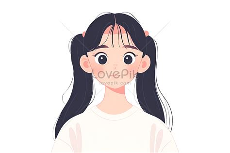 쌍둥이 묶은 머리를 가진 중국 소녀의 초상화 일러스트 무료 다운로드 Lovepik