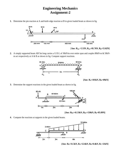 Assignment 2 Statically Determinate Structure Pdf Bending Beam Structure