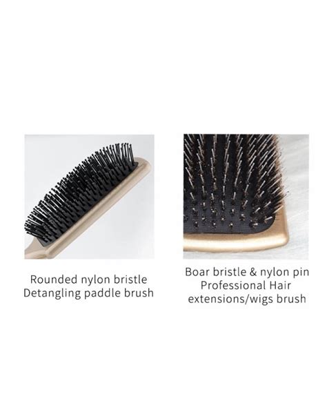 Temi Adult Professional And Personal Boar Plastic Wire Bristle Hair Brush Detangling Biege