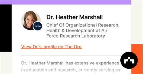 Dr Heather Marshall Chief Of Organizational Research Health