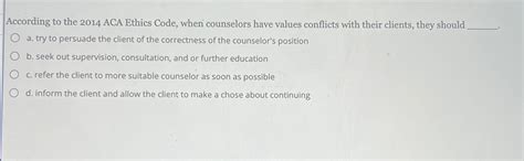 Solved According To The 2014 ﻿aca Ethics Code When