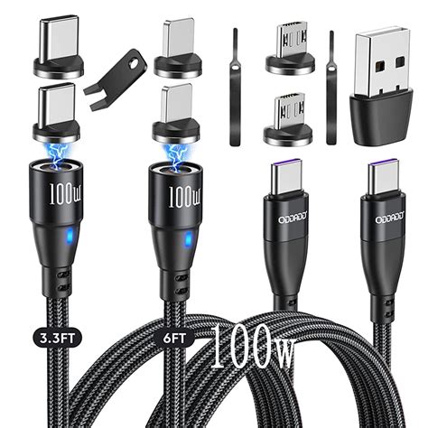 Oddadd 100w Usb C To Usb C Magnetic Charging Cable 3 3ft