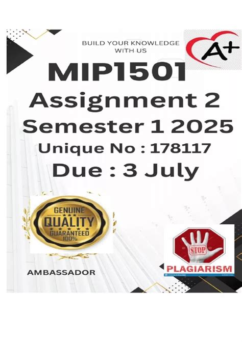 Mip1501 Assignment 2 Complete Answers Semester 1 2025 178117 Due