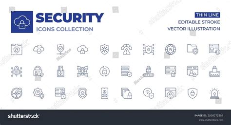 Security Icons Collection Thin Line Icons Stock Vector Royalty Free 2508275287 Shutterstock