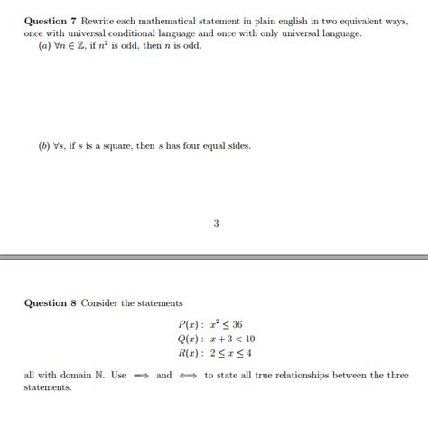 Solved Question 7 Rewrite Each Mathematical Statement In