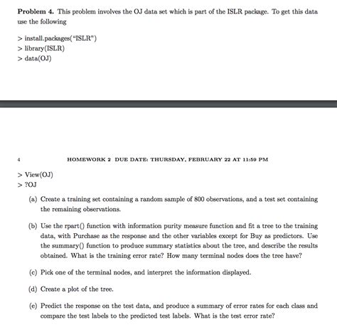 Problem 4 This Problem Involves The Oj Data Set