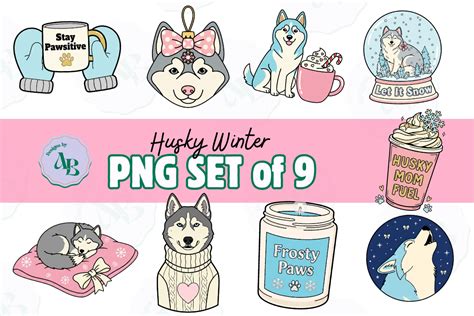 Cute Dog Husky Winter Clip Art Set Graphic By Designs X Ashley Bexar