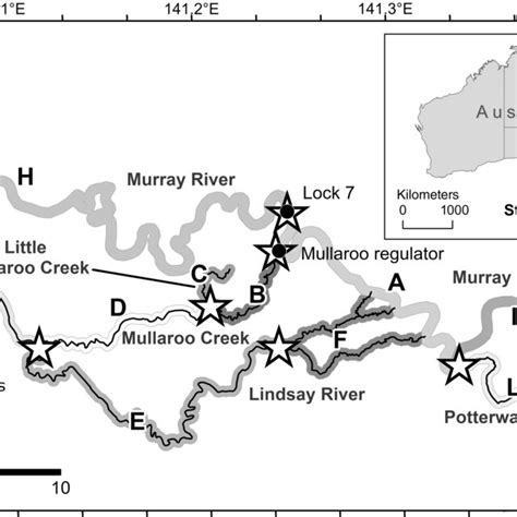 Map Of The Study Site With Letters Representing Fish Tagging And