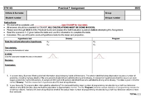 Stk143 Practical 7 Assignment 2023 Stk 143 Practical 7 Assignment
