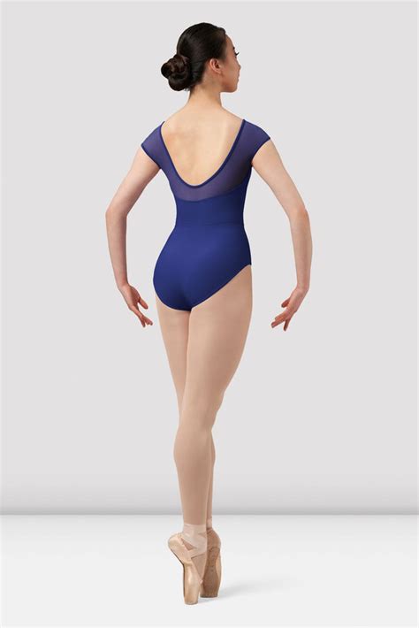 Ladies Mirella Chevron Boat Neck Leotard Blue Bloch Dance Us