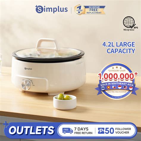 Simplus Electric Hot Pot Removable Multi Function Nonstick Electric Cooker Shopee Philippines