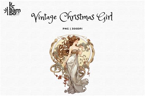 Vintage Beautiful Girl Single Clip Art Graphic By Bamboo Design · Creative Fabrica