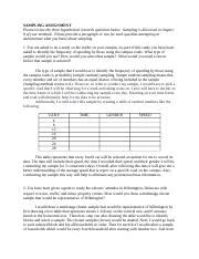 Sampling Assignment Docx SAMPLING ASSIGNMENT Please Review The Three Hypothetical Research