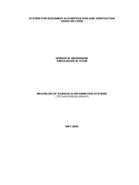 System For Document Authentication And Verification Using Qr Code Download Free Pdf