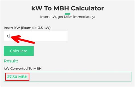 Kw To Mbh Calculator Convert Kilowatts To Mbh Chart