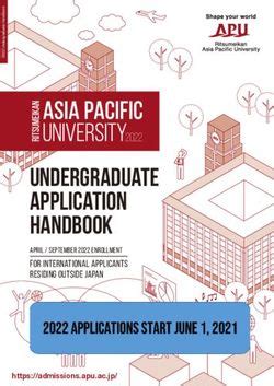 UNDERGRADUATE APPLICATION HANDBOOK 2022 APU Admissions Website