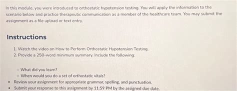 Solved In This Module You Were Introduced To Orthostatic