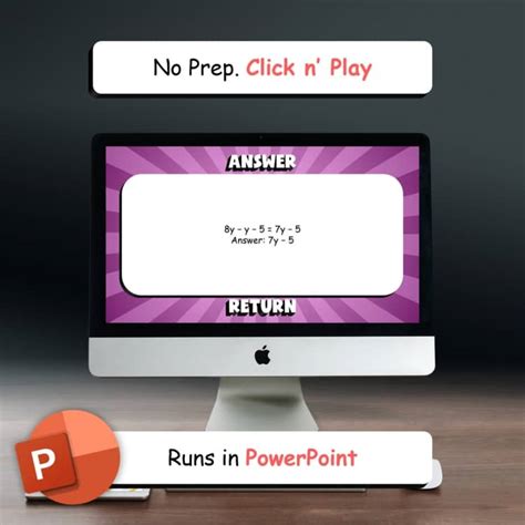 46 Quiz Show Math Games Algebra Grade 6 No Prep Review Activity