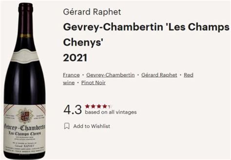 Gerard Raphet 2021 Gevrey Chambertin Les Champs Chenys Vieilles Vignes