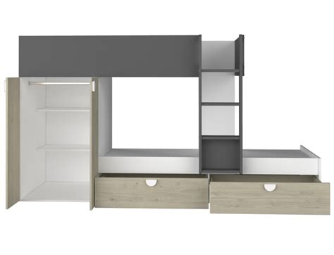 Bunk Bed 2638x1074 Cm Graphite Black Oak And Matt White Varazze