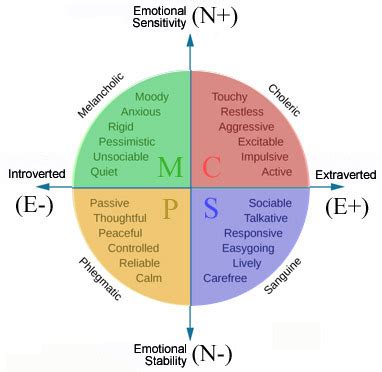 The Four Temperaments Choleric Sanguine Melancholic And Phlegmatic
