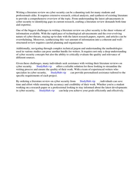 Literature Review Cyber Security Pdf Security Computer Security