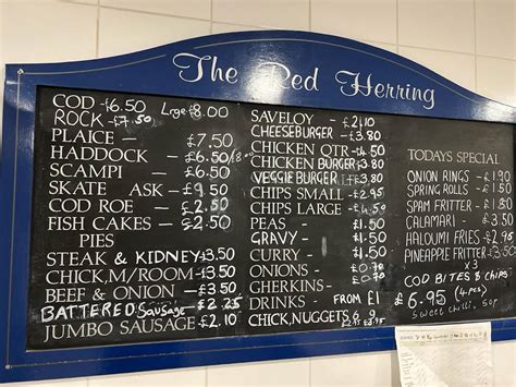 Red Herring Restaurant Menu
