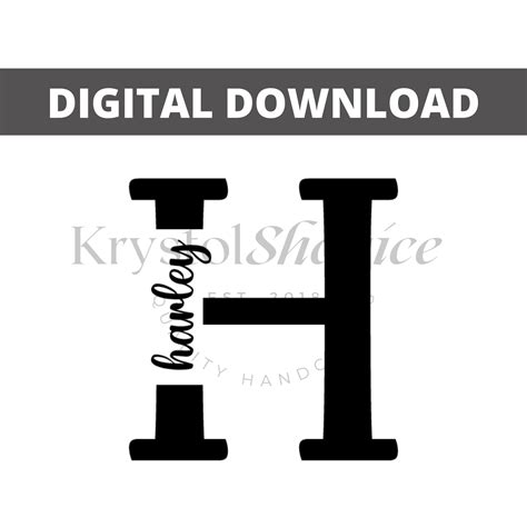 H Monogram Svg Floral Split Monogram Letter H Svg Vector For Instant