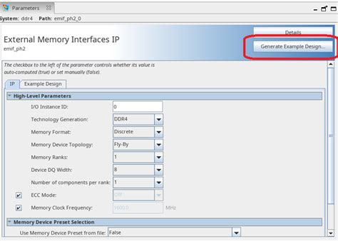 Generating The EMIF Design Example For Simulation