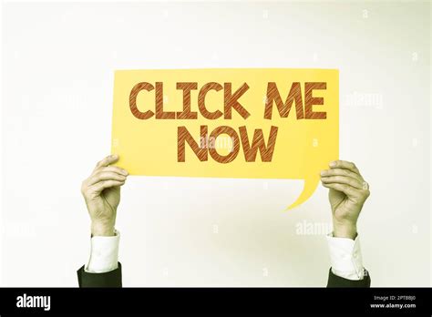Text Caption Presenting Click Me Now Business Concept Internet Helping Desk Press The Button
