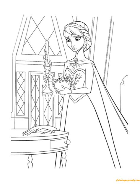 Elsa Trying To Control Her Magic Coloring Page Free Coloring Pages Online