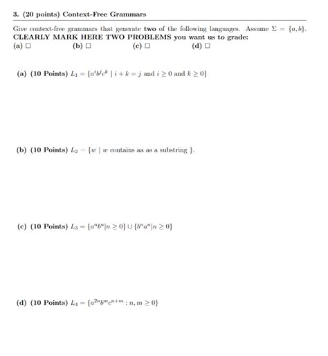 solved 3 20 points context free grammars give