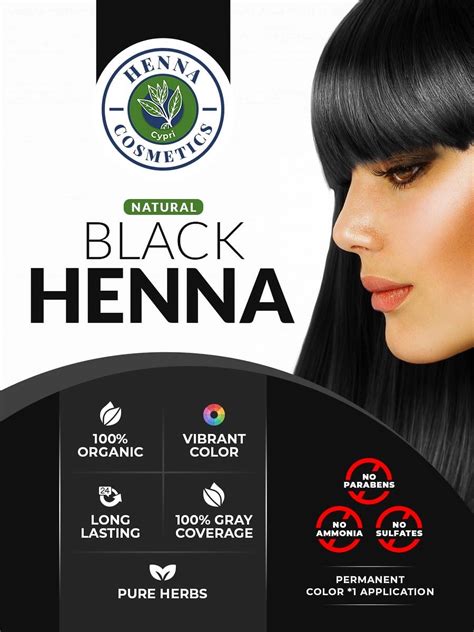 Black 100 Natural Hair Dye Kit Vibrant Colors With Pure Henna