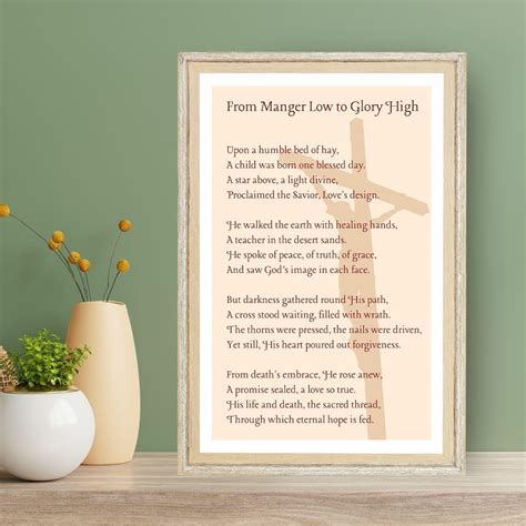 Jesus Christ Poem Poster Christian Crucifixion Silhouette Digital