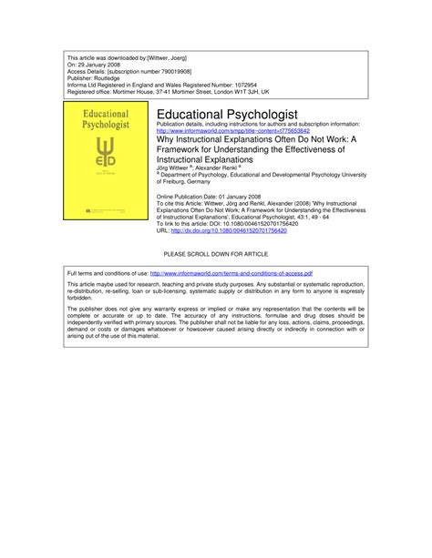 Pdf Why Instructional Explanations Often Do Not Work A Framework For Understanding The
