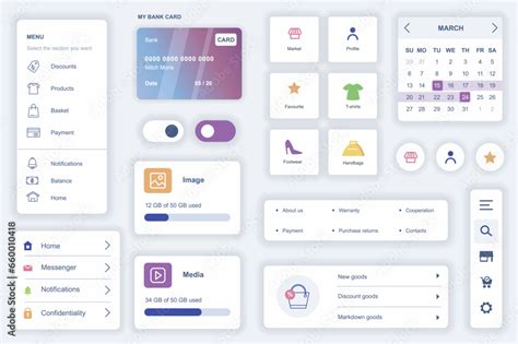 User Interface Elements Set For Shopping Mobile App Kit Template With
