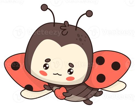 Flying Cute Ladybug Sticker 45717331 Png