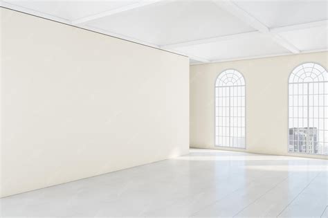 Premium Photo Blank Wall In Classical Gallery Interior With Large Windows