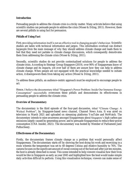 Midterm Essay Cor2205 Climate History And Society Smu Thinkswap