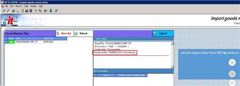 12cannot Import Data From Sap To Winfarm Module Import Good