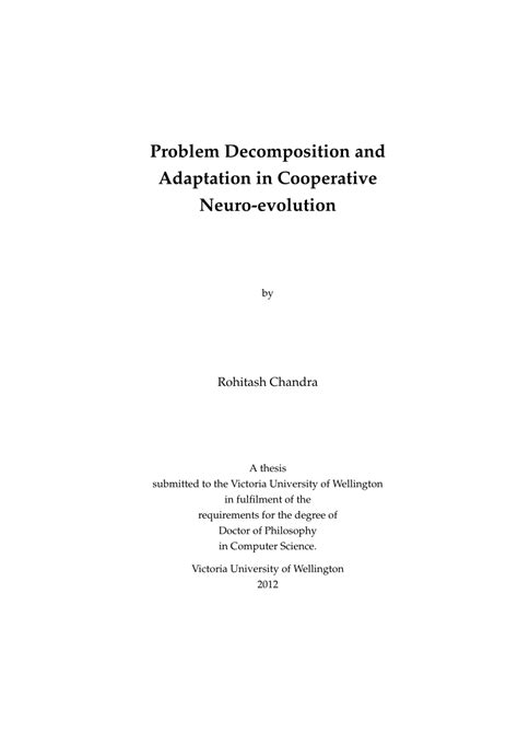 Pdf Problem Decomposition And Adaptation In Cooperative Neuro Evolution
