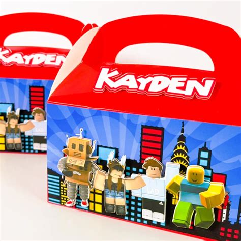 Gable Box Roblox Roblox Birthday Party Roblox Favor Boxes Roblox