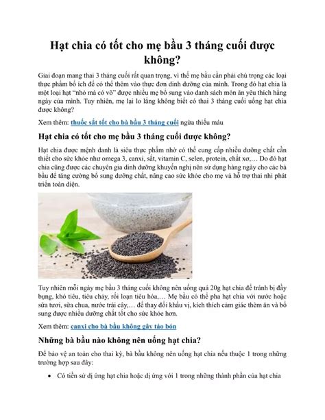 PPT Hạt chia có tốt cho mẹ bầu 3 tháng cuối được không PowerPoint Presentation ID 12964428
