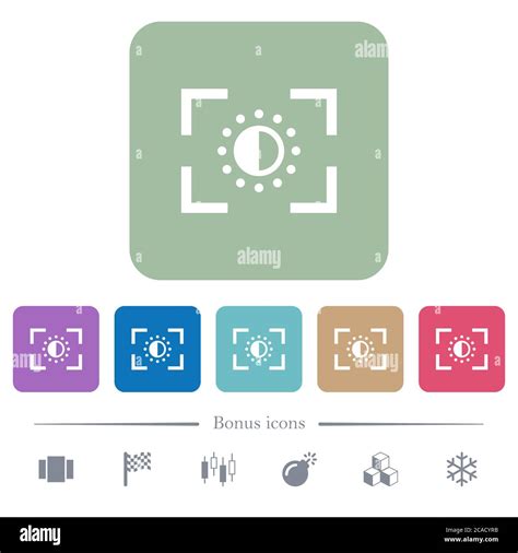 Camera Saturation Setting White Flat Icons On Color Rounded Square Backgrounds 6 Bonus Icons