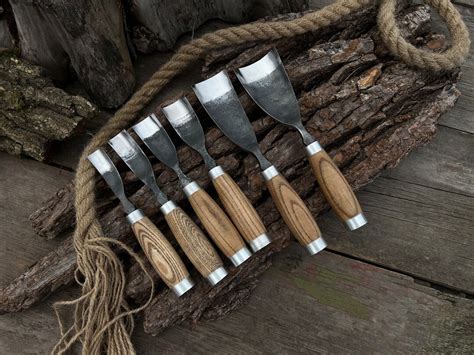 Forged Bent Gouges Set 6 Pcs Bent Chisel Rounded Chisel Forged Spoon