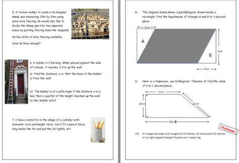 Gcse Maths Pythagoras Theorem Lesson Workbook With Answers Teaching