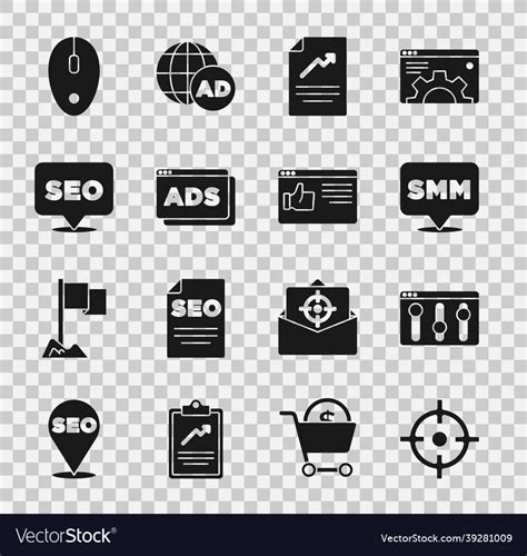 Set Target Sport Browser Setting Social Media Vector Image