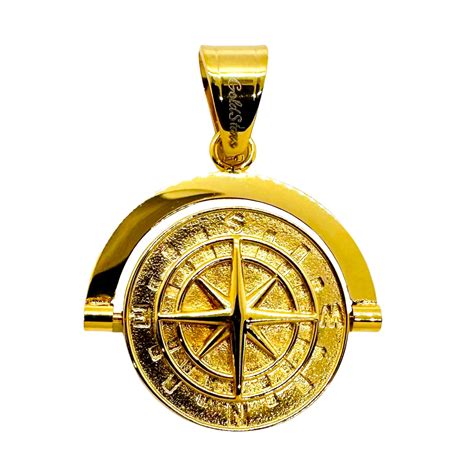 Double Sided Compass Coin Gold Pendant Goldstarsdc Jewelry Co